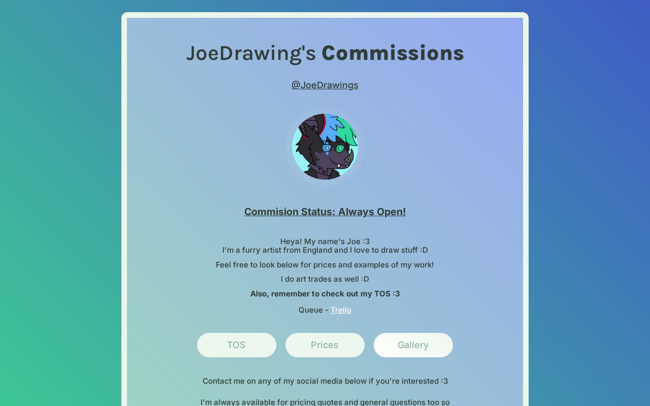 JoeDrawings Commission Website :3